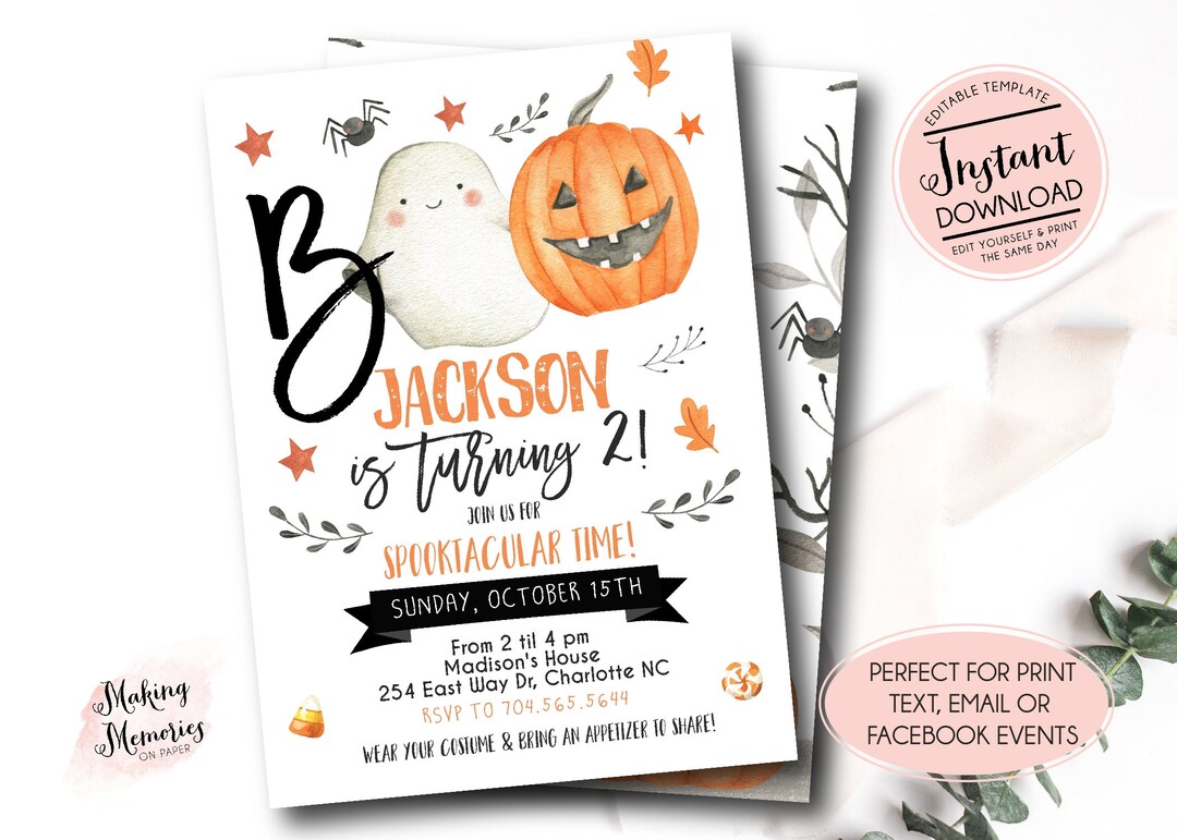 Halloween Birthday Party Invite, Boo Bash Invitation, Adult Halloween ...