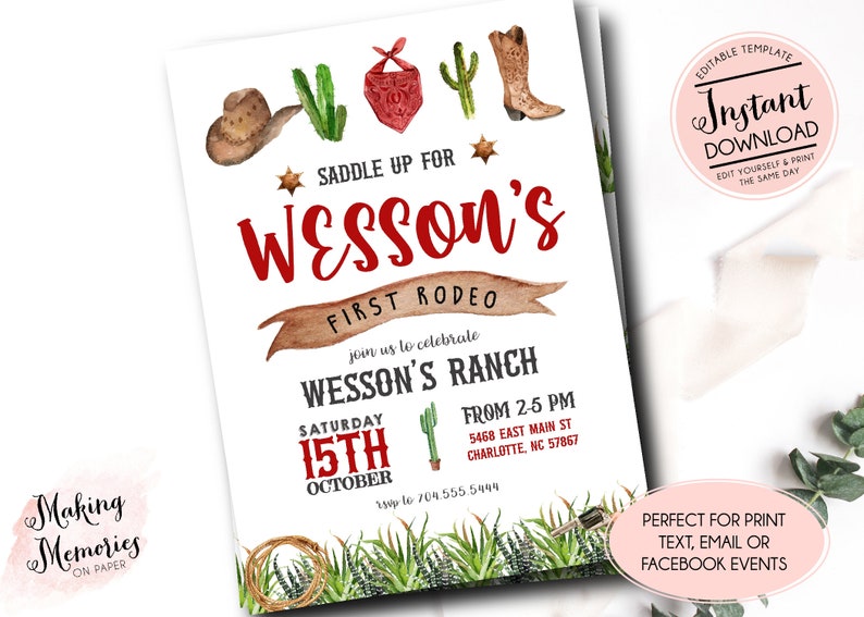 Cowboy First Birthday Chalkboard Western Rodeo Milestone | Etsy