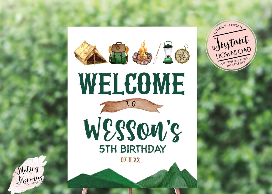Camping Birthday Food Tent Cards Camping Food Labels - Etsy