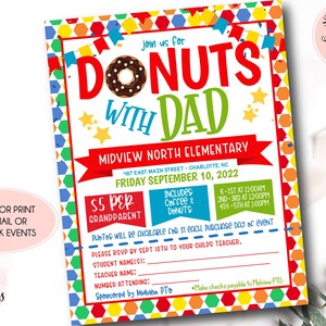 Donuts With Dad Flyer, Donuts With Dad Invitation, Donuts With Parents ...
