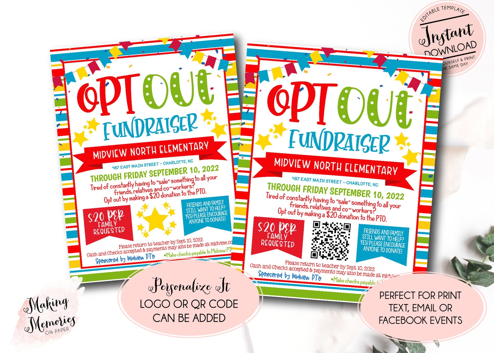 Opt Out Flyer, PTO Opt Out,no Sale Fundraiser Flyer, PTA Opt Out ...