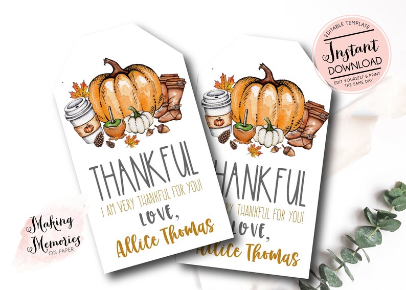 Pumpkin Favor tag Teacher Fall Thank You Tag Fall Autumn | Etsy