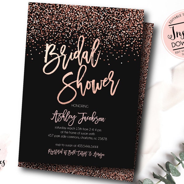 Bridal Shower Invitation Rose Gold - Etsy