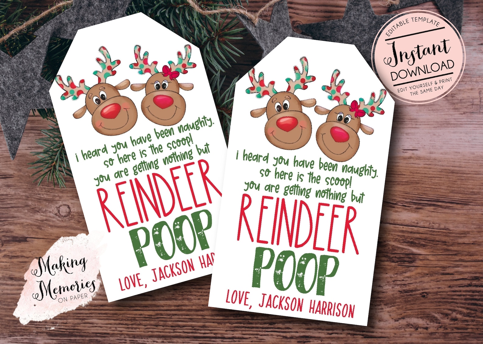 Reindeer Poop Favor Tag Christmas Treat Bag Reindeer Poop - Etsy