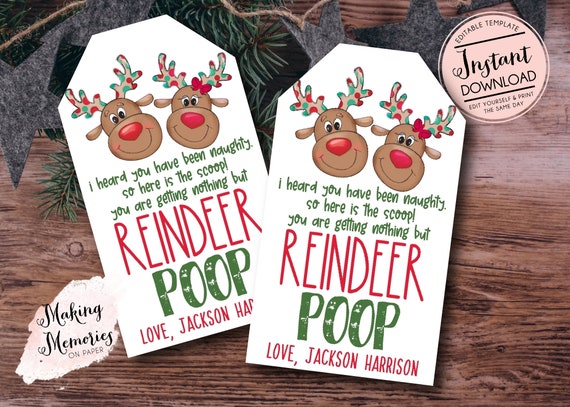 Reindeer Poop Favor Tag Christmas Treat Bag Reindeer Poop - Etsy