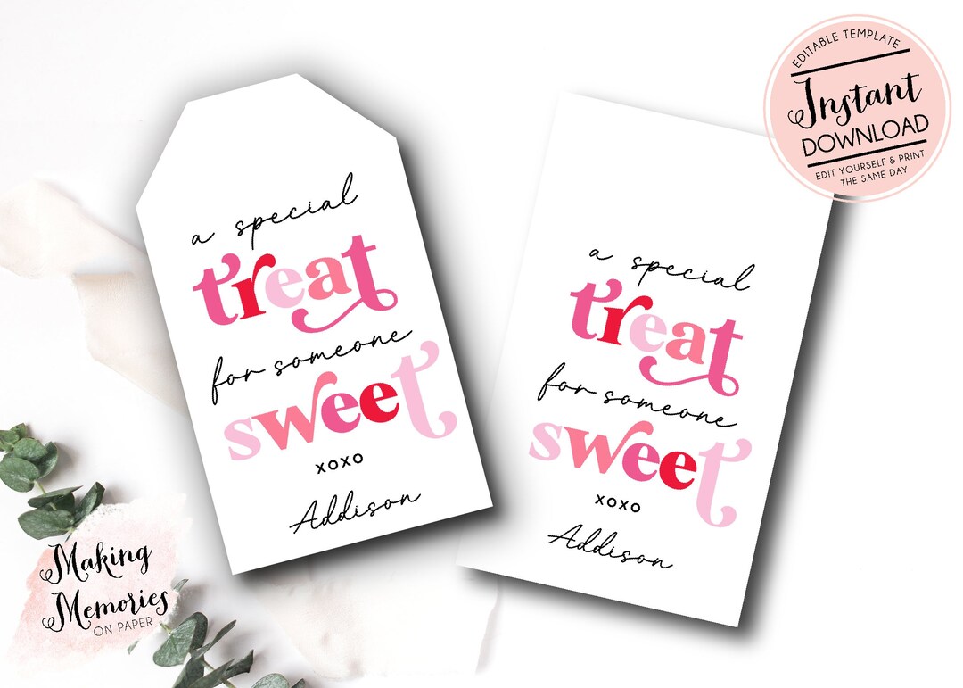 Printable Sweet Treat Teacher Favor Tag, Coworker Valentine, Candy ...