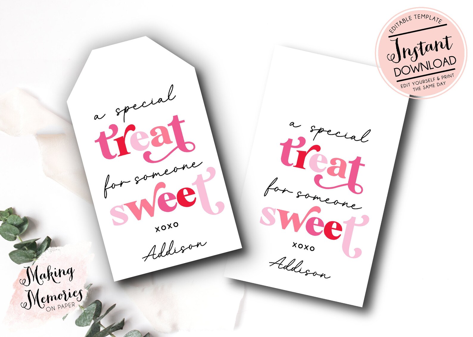 Printable Sweet Treat Valentine Favor Tag Coworker Valentine - Etsy