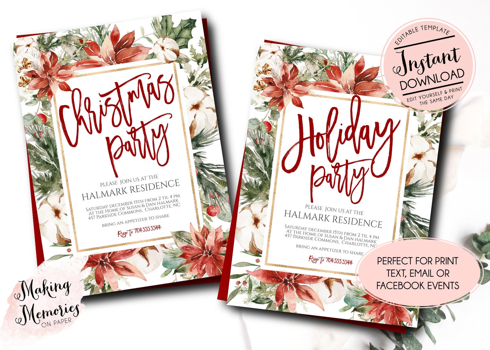 Editable Christmas Party Printable Holiday Party Company - Etsy