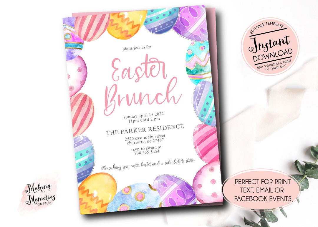 Easter Brunch Invitation, Easter Lunch Invitation, Easter Invite ...