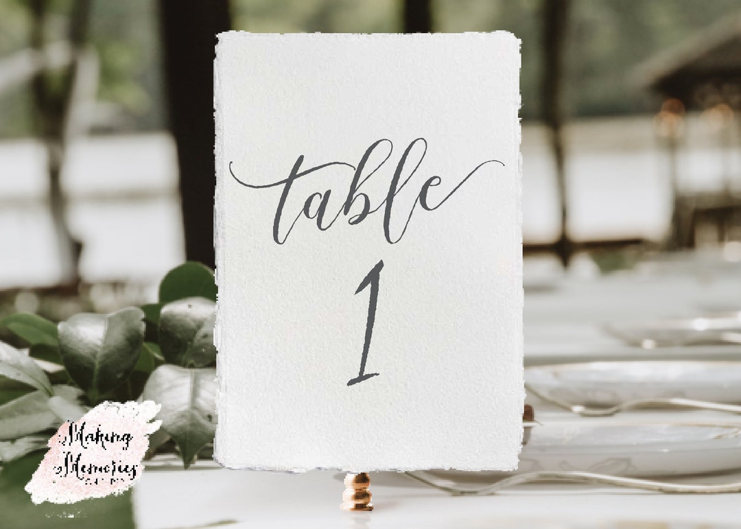 Deckled Edge Wedding Table Number, Printed Table Numbers, Textured ...