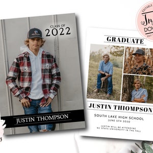 Graduation Announcement, Boy Graduation Invitation, Boy Graduation ...