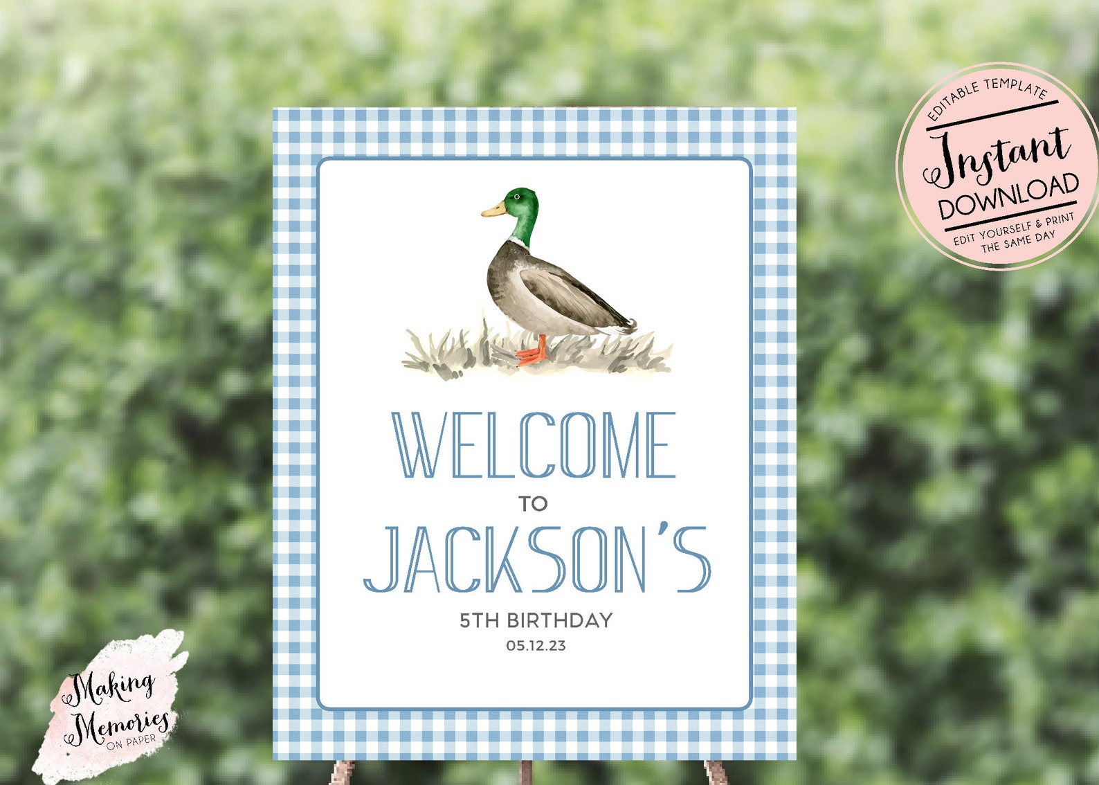 Editable Duck Birthday Invitation, Classic Mallard Birthday Invite ...