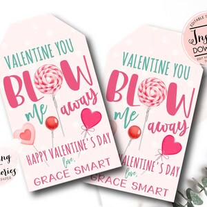 You Blow Me Away Valentine, Balloon Valentine Tags, Bubbles, Gum Ball ...