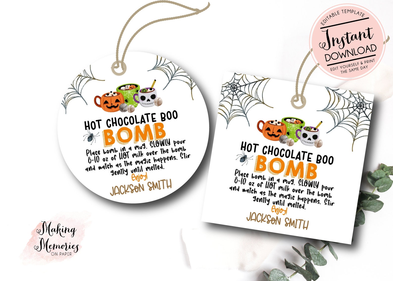 Halloween Hot Chocolate Bomb Tags Chocolate Bomb - Etsy
