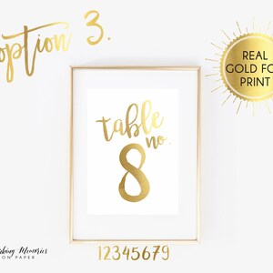 Real Foil Table Numbers, Real Foil Print, Table Numbers, Wedding Signs ...
