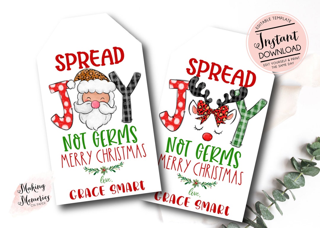 Christmas Santizer Favor Tags, Santa Tizer Labels, Christmas Labels ...