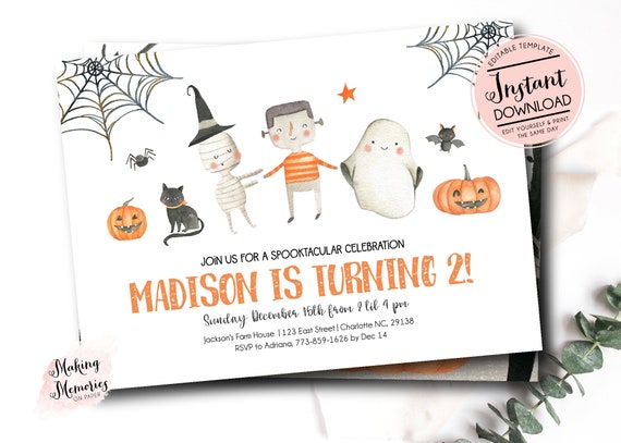 Halloween Birthday Party Invite Boo Bash Invitation Church | Etsy