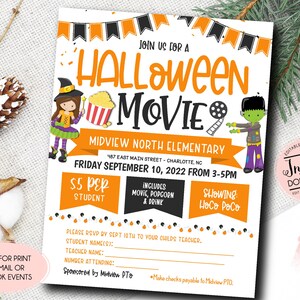 Halloween Movie Flyer, Halloween School Movie Fundraiser, Holiday Movie ...