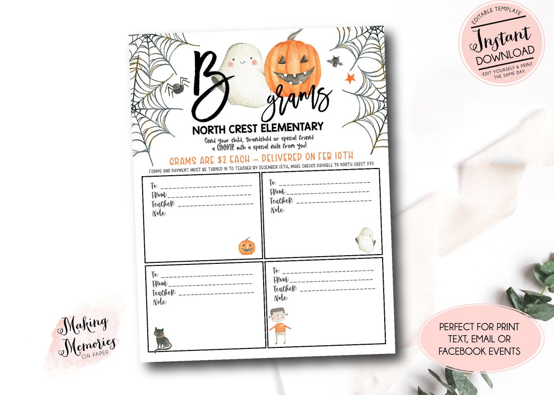 Halloween Candy Gram Template, School Candy Gram, School Fundraiser ...