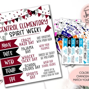 Spirit Week Template, Spirit Week Schedule, School Spirit Week Flyer ...