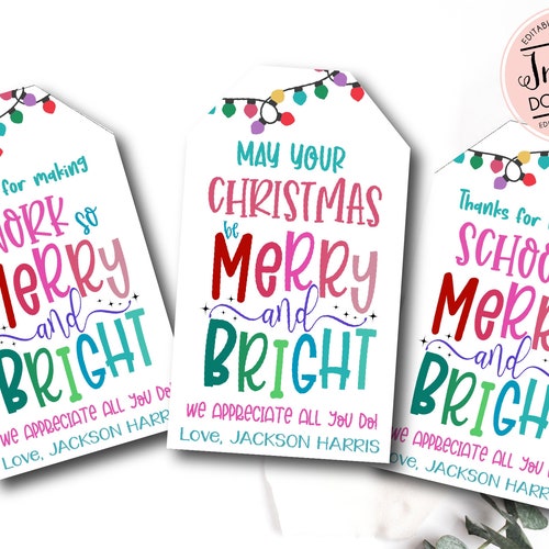 Christmas Thank You Gift Tag Printable for Teacher School - Etsy