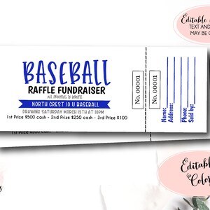 Raffle Ticket Fundraiser, Printed Raffle Tickets, Editable Raffle ...