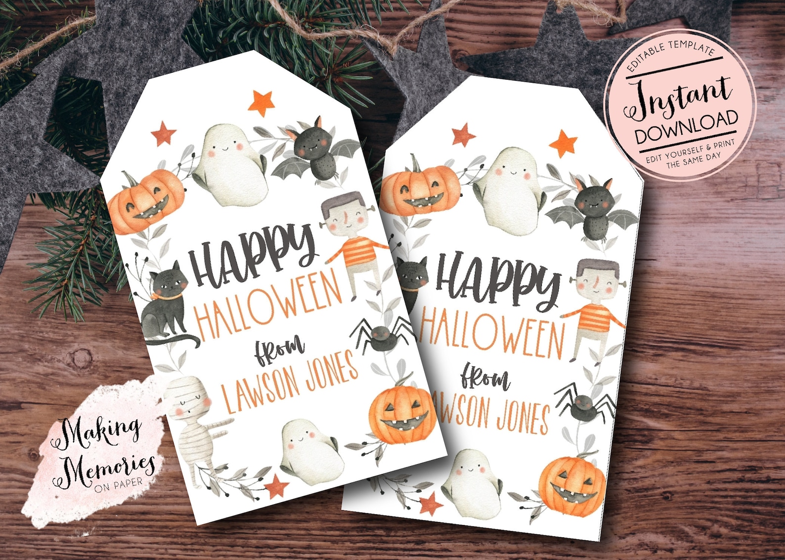 Halloween Favor Tag, Editable Birthday Halloween Favor Tags ...