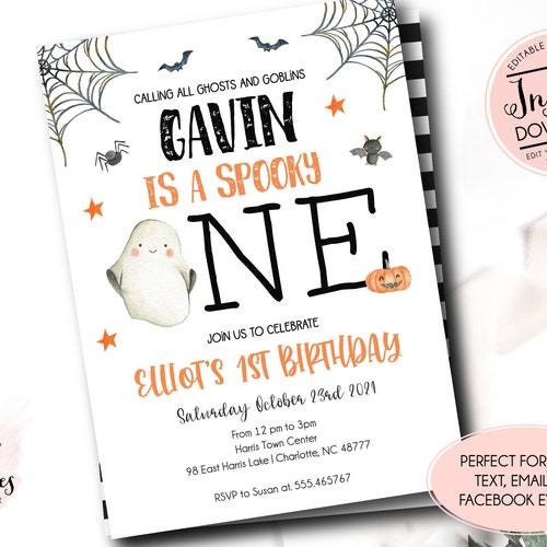 Spooky One Invitation Halloween First Birthday Invite Pastel - Etsy