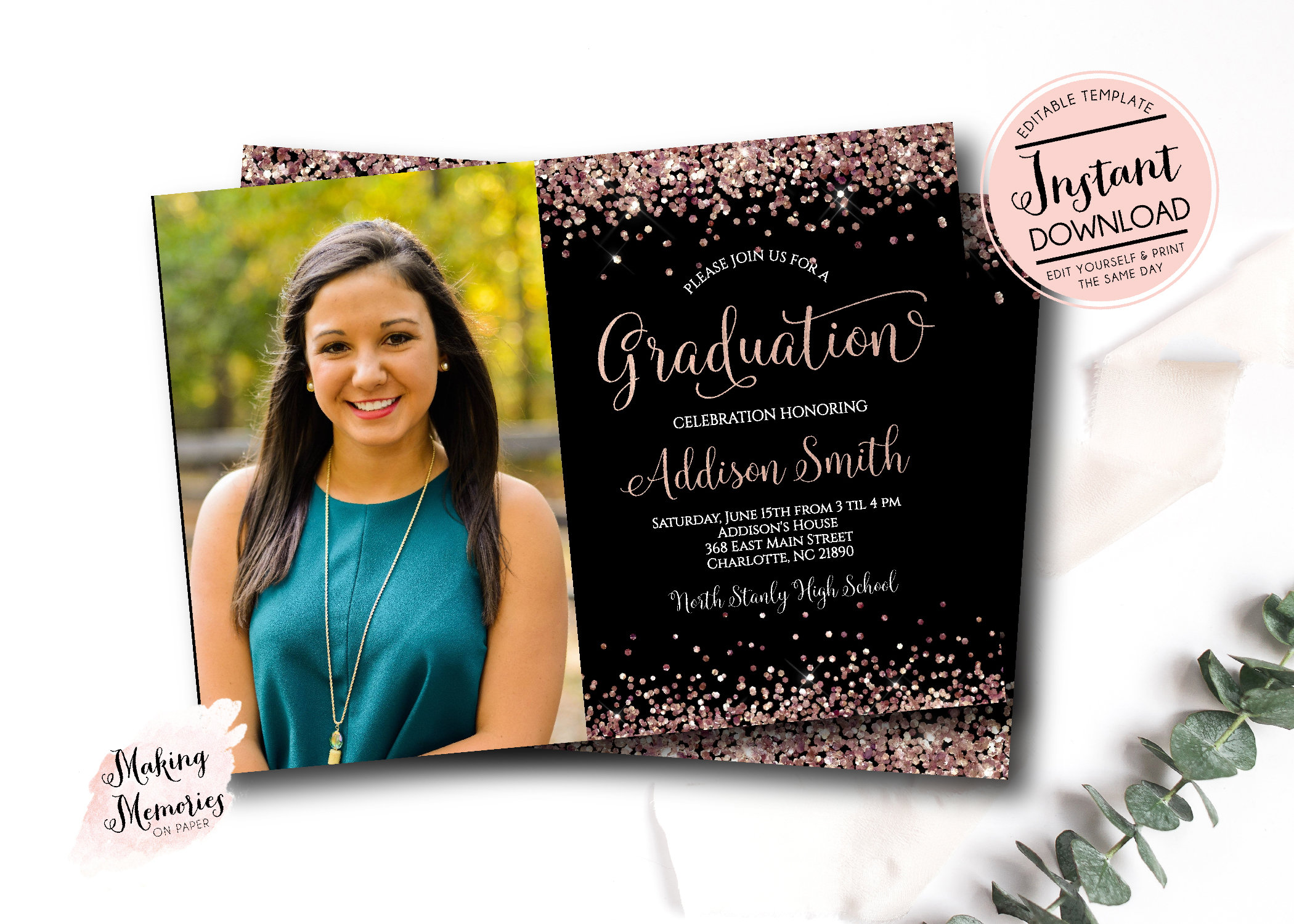 Graduation Party Invitation, Graduation Announcement Invitation ...