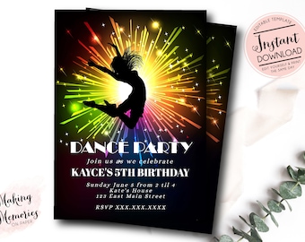 Just Dance Invitation Disco Dance Party Tween Diva | Etsy