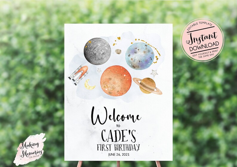 Editable Space Time Capsule Sign and Cards, Outer Space Time Capsul3 ...