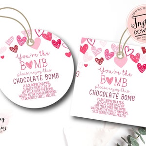 Valentine Hot Chocolate Bomb Tags, Valentine Circle Chocolate Bomb ...