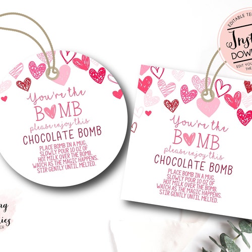Editable Valentine Gnome Hot Cocoa Bomb Tags Gnome - Etsy