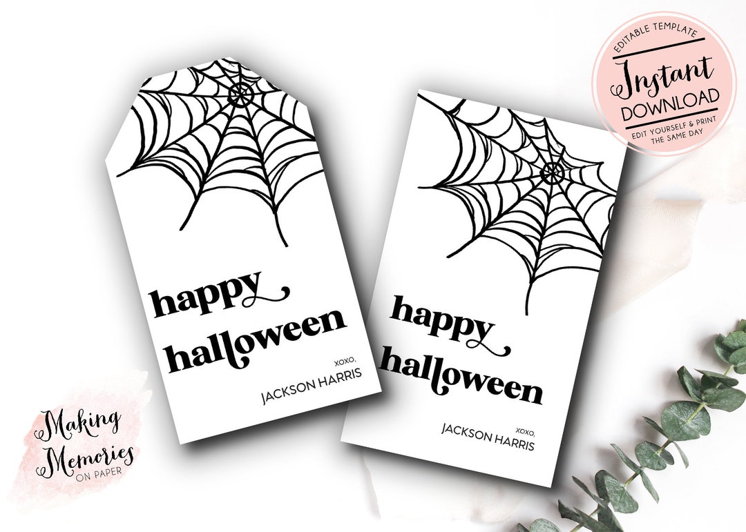 Printable Halloween Favor Tags, Personalized Halloween Tags, Halloween ...