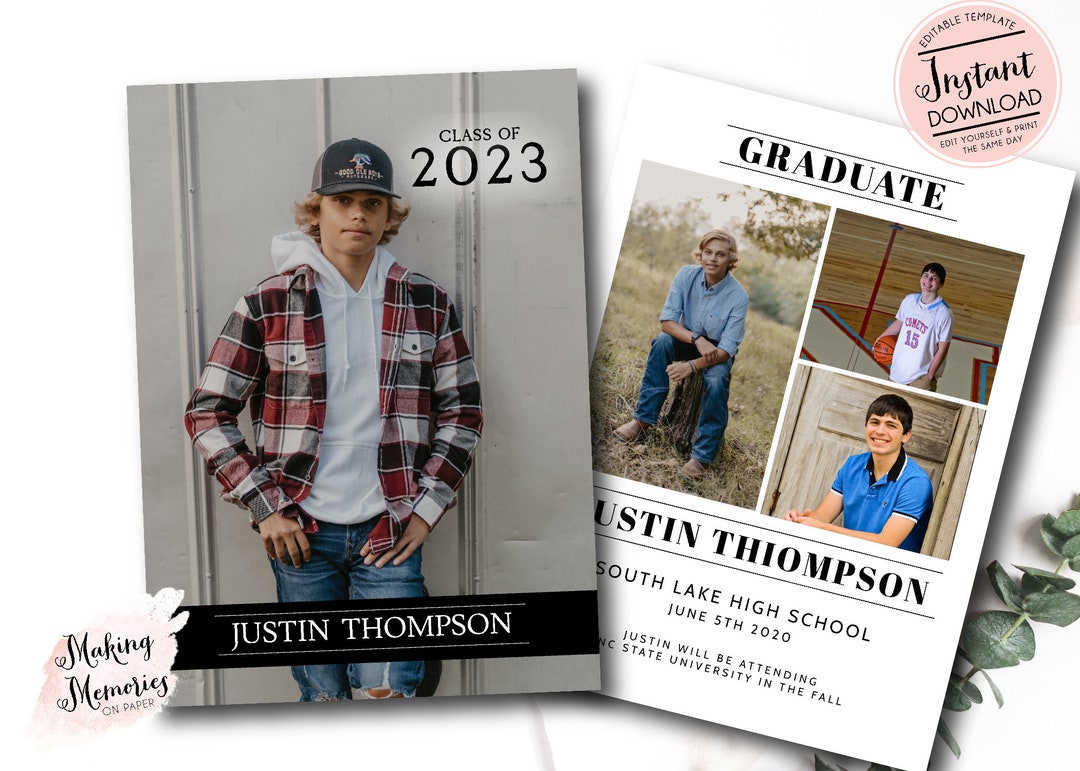 Graduation Announcement, Boy Graduation Invitation, Boy Graduation ...