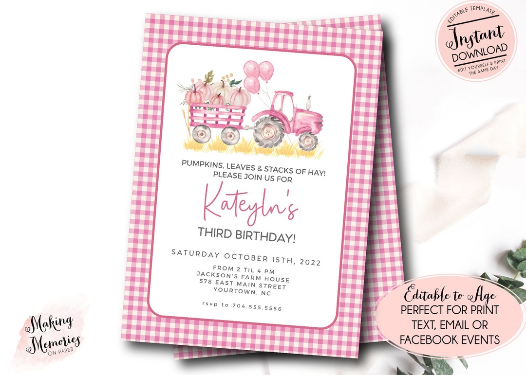 Girl Fall Birthday Invitation, Fall Hayride Invitation, Pumpkin Patch ...