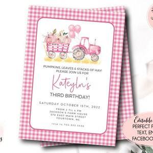 Girl Fall Birthday Invitation, Fall Hayride Invitation, Pumpkin Patch ...