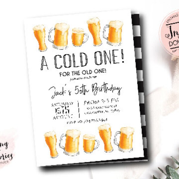 A Cold One for the Old One Birthday Invitation - Etsy