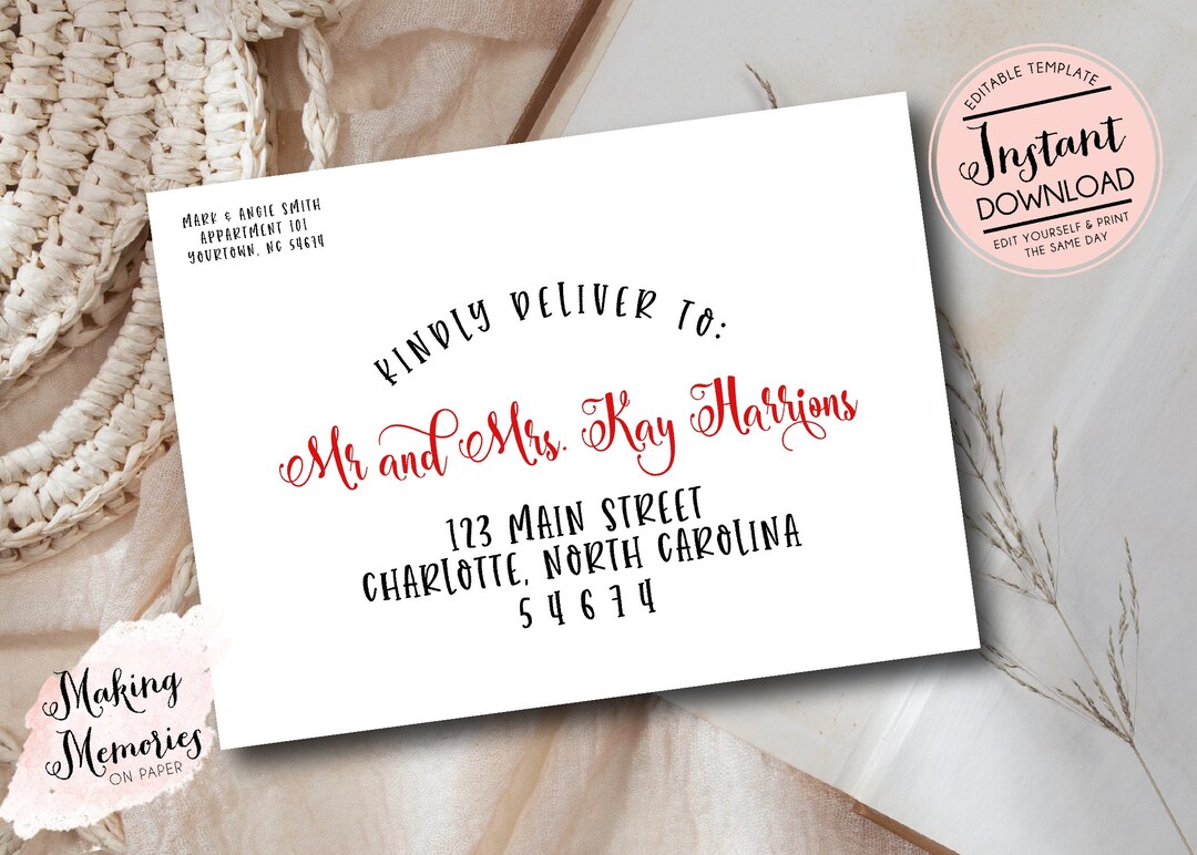 Editable Christmas Envelope Template, Addressed Christmas Envelopes ...