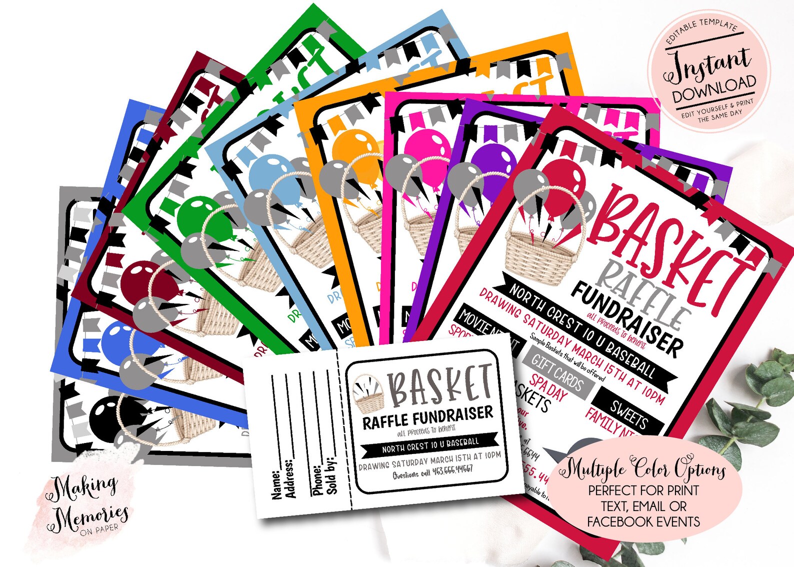 Basket Raffle Flyer, Editable Basket Raffle Fundraiser Template, Sports ...