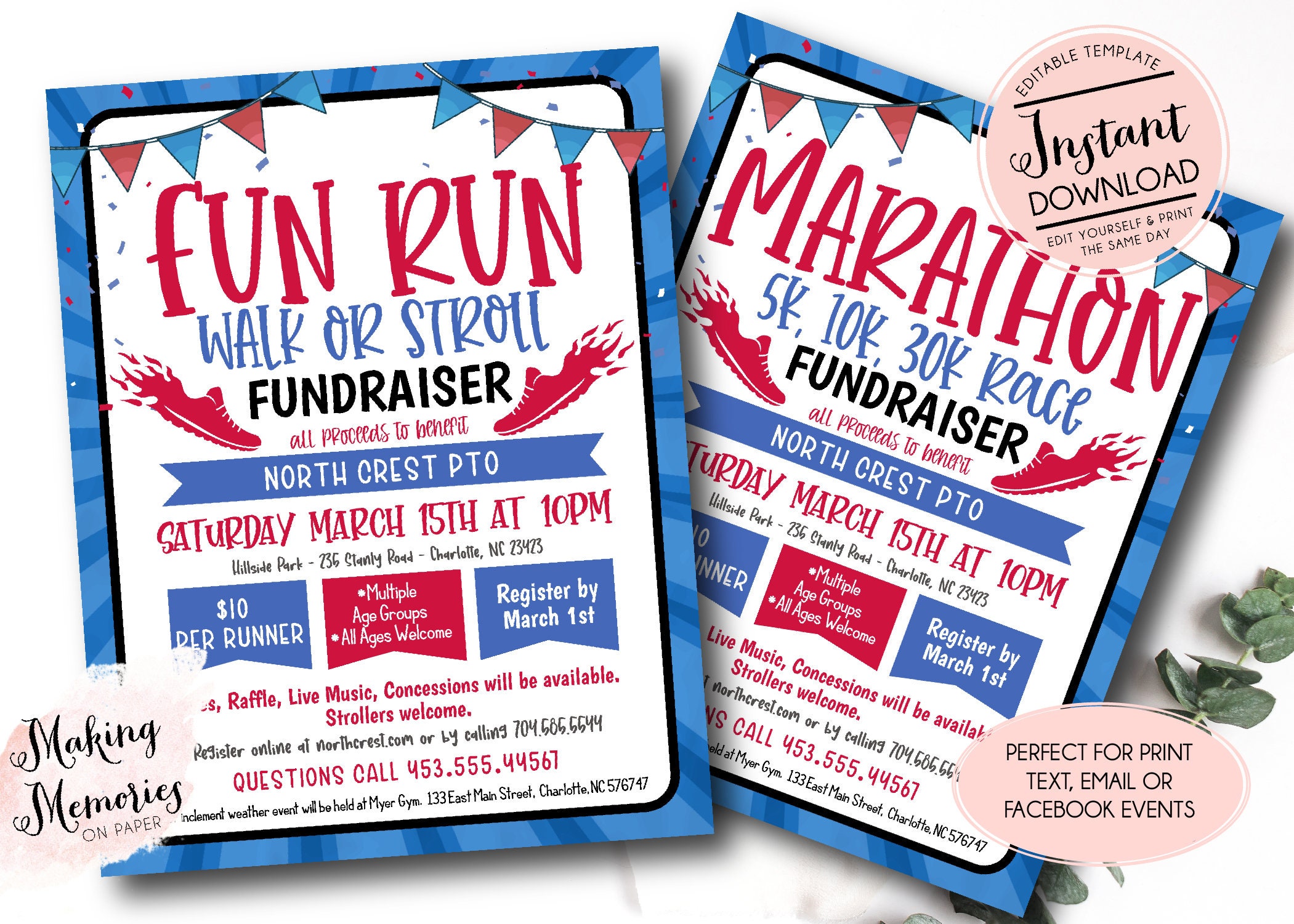 Marathon Flyer Fun Run Flyer Editable Run Template Sports - Etsy