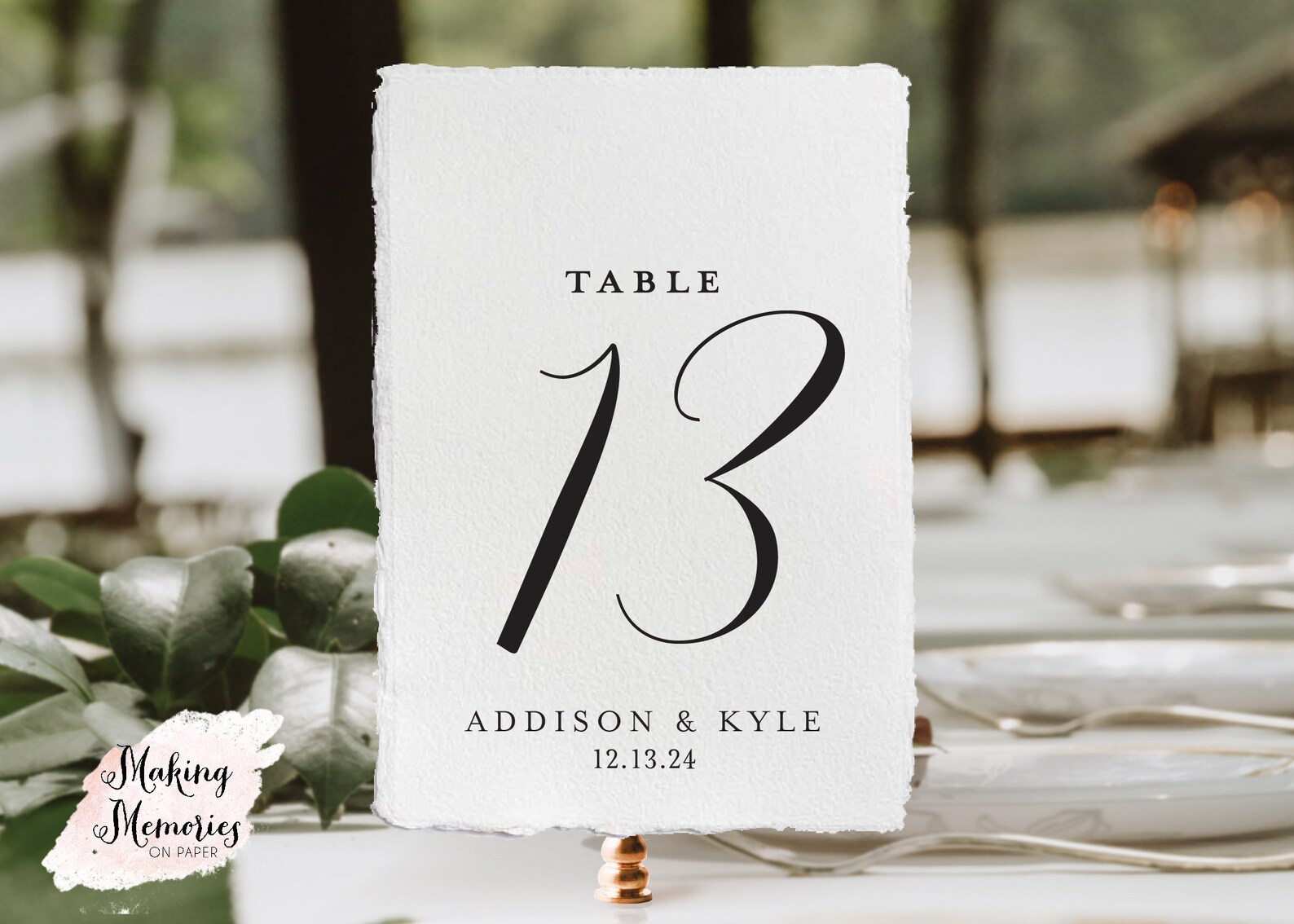 Deckled Edge Wedding Table Number, Printed Table Numbers, Textured ...