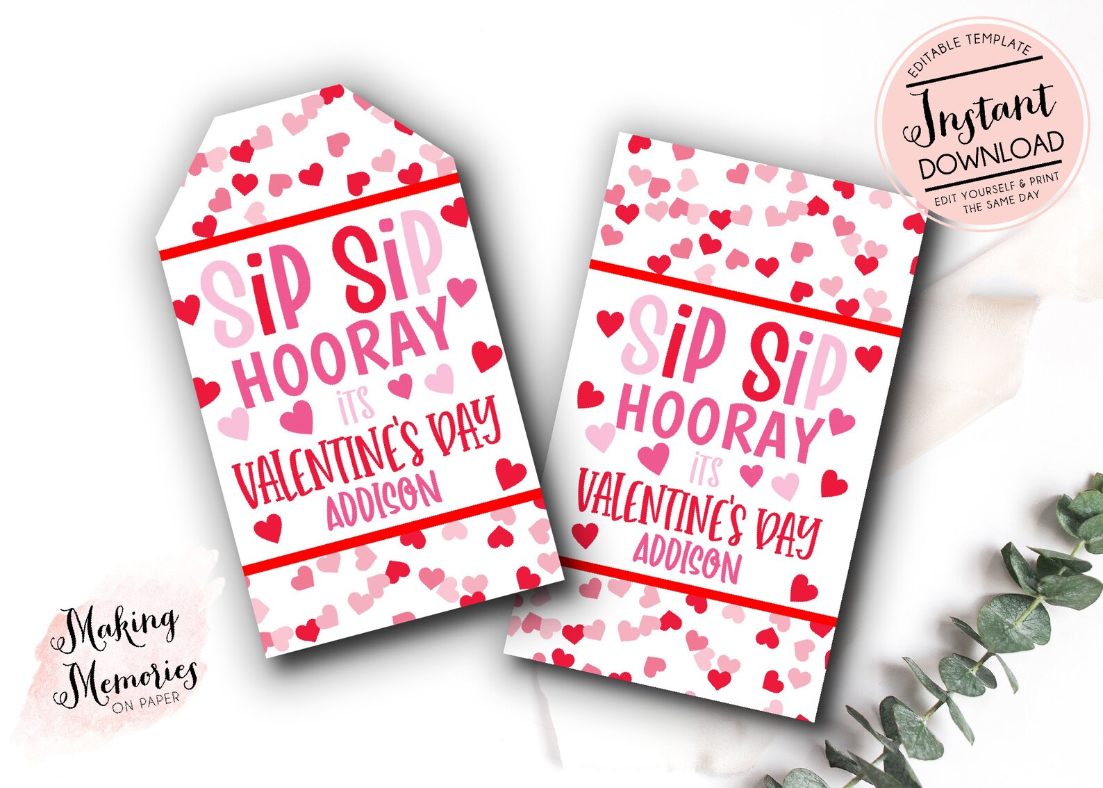 Sip Sip Hooray Valentine Stickers Juice Box Valentines - Etsy