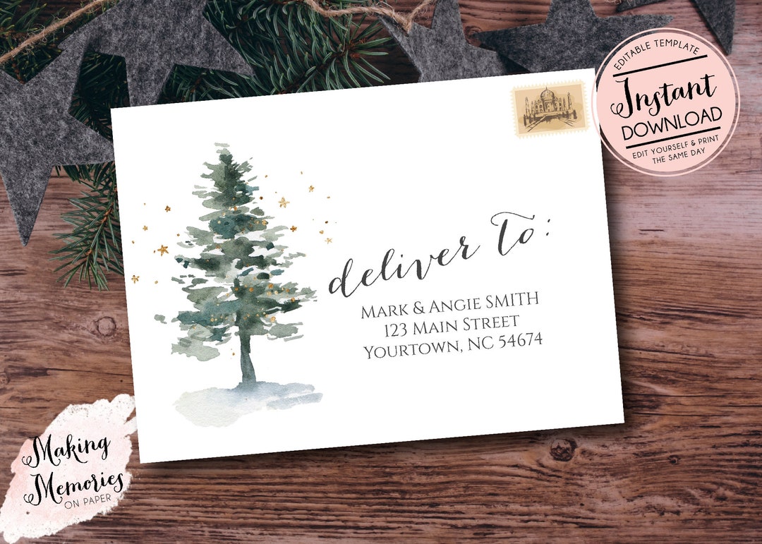 Christmas Envelope Template, Editable Christmas Envelope, Addressed ...
