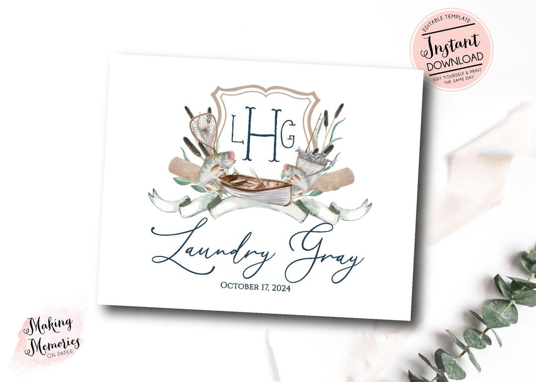 Printable Fish Hospital Door Sign, Fish Room Decor, Monogram Crest ...