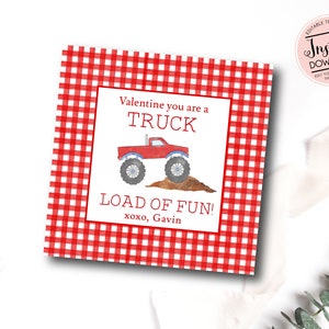 Printable Monster Truck Valentine Card, Monster Truck Valentine Favor ...