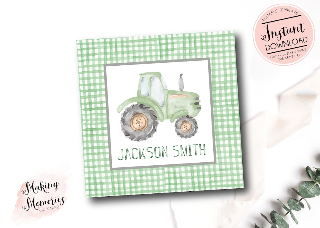 Tractor Enclosure Cards, Kids Enclosure Cards, Personalized Gift Tags ...