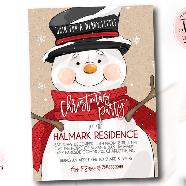 Snowman Invitations - Etsy