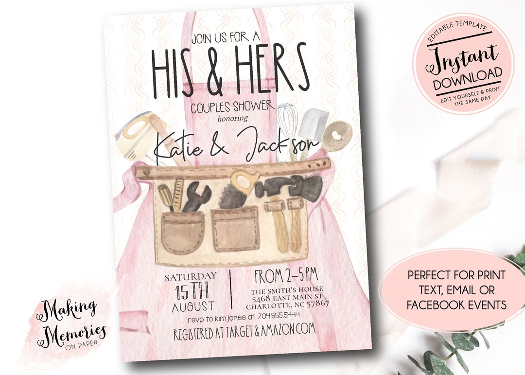 His and Hers Couples Shower Invitation, Editable Couples Shower ...