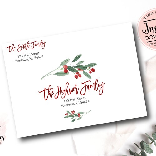 Editable Christmas Envelope Template Addressed Christmas - Etsy